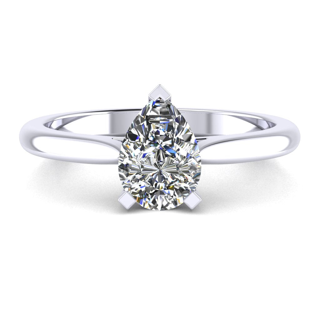 Pear Solitaire Platinum Ring, Pinched Cathedral | SMA